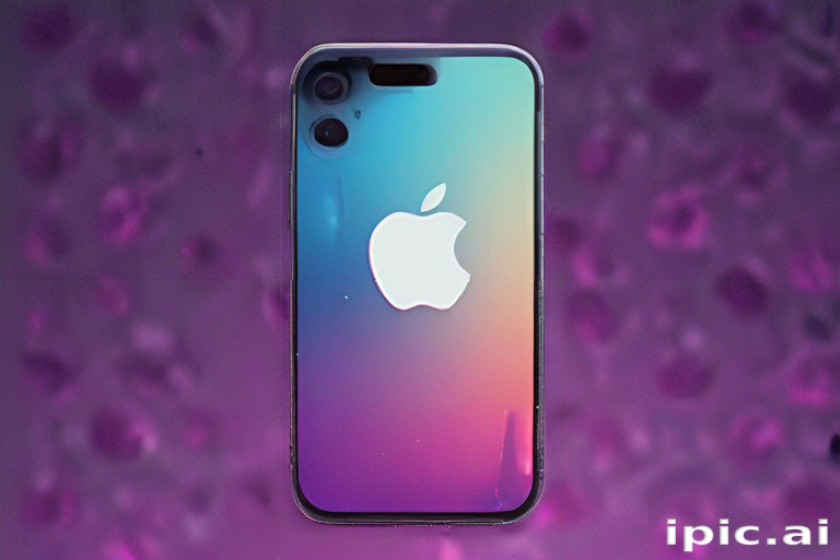 Vibrant Apple iPhone with a Colorful Gradient Background and Logo