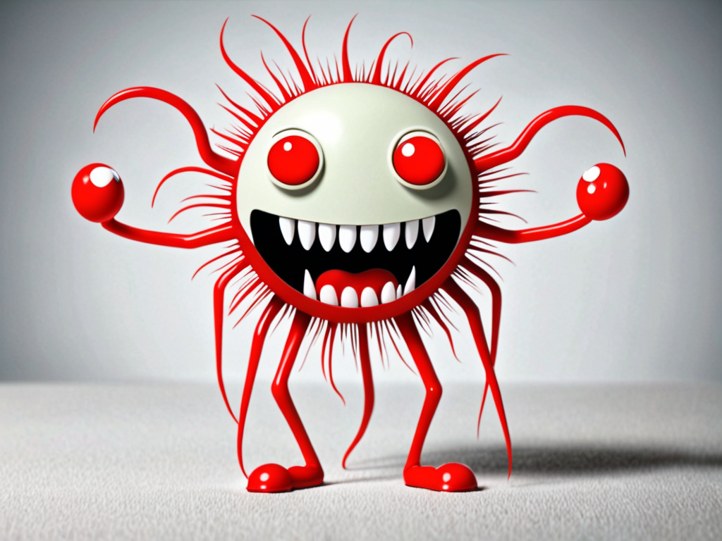 Humanoid like bacteria, contagionvirus, germ, bugman with arms, legs ...