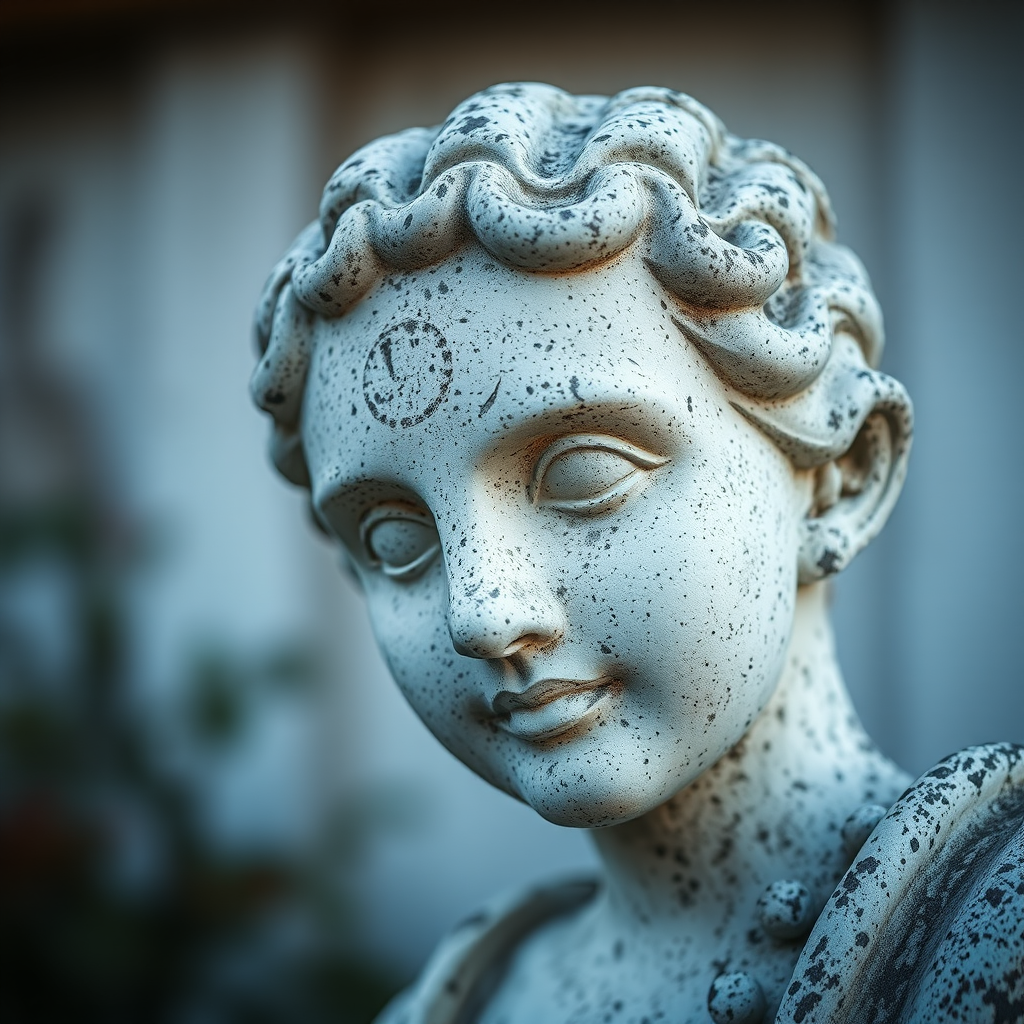 A Close-Up of a Beautifully Crafted Stone Statue with Intricate Details.