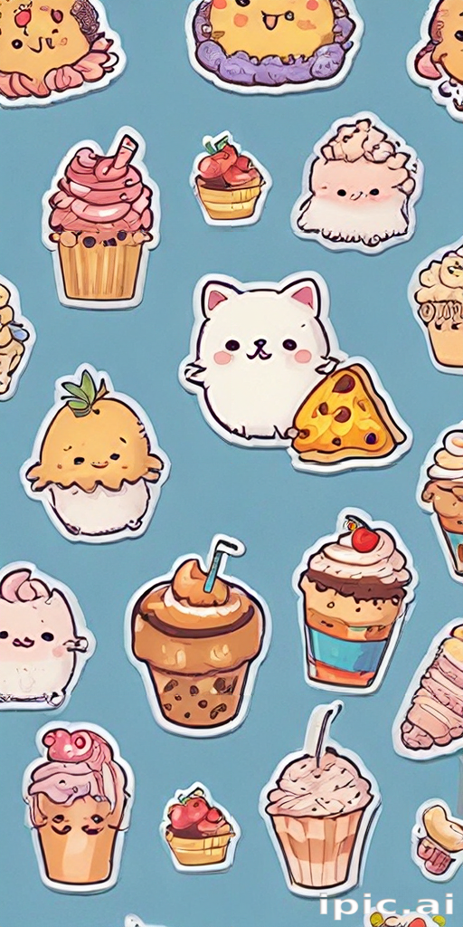 A Whimsical Collection of Cute Food Stickers Featuring Adorable ...
