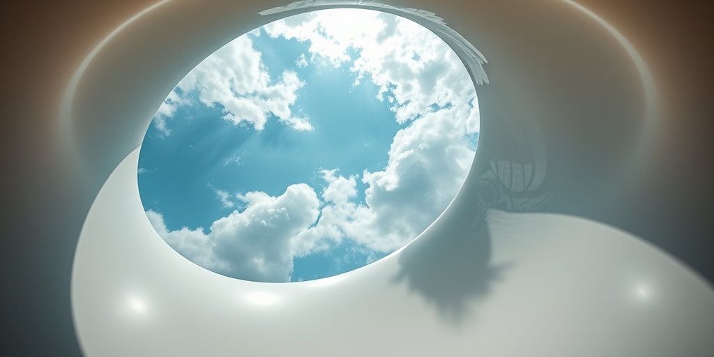 A Unique Perspective of the Sky Through a Circular Opening Above.