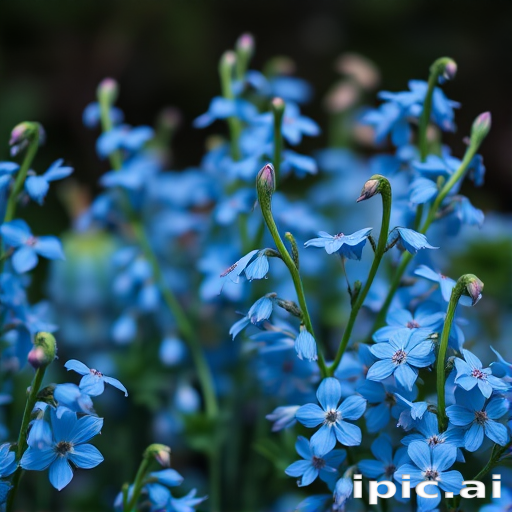 Beautiful Cluster of Delicate Blue Flowers Blooming in a Garden Setting