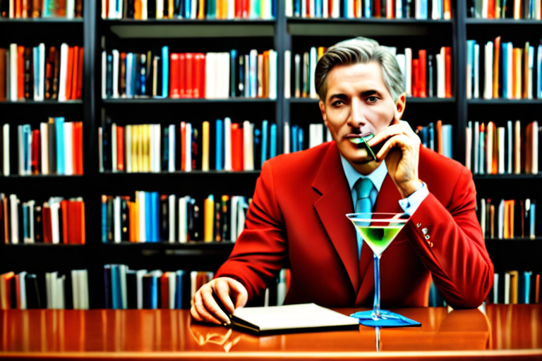 Drinking martinis in the library