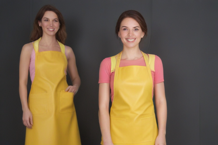 women wearing yellow ankle length rubber aprons