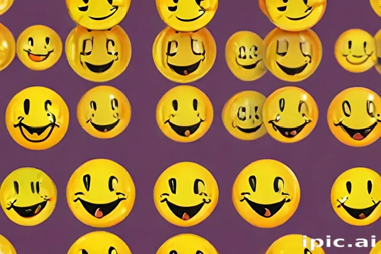 A Colorful Collection of Cheerful Smiley Faces on a Purple Background.