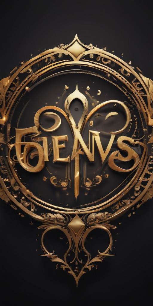 Intricate Golden Logo Design Featuring Elegant Lettering and Ornate Details