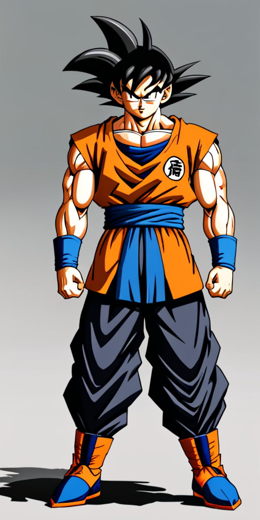 A anime digital art son goku full body high quality 4k