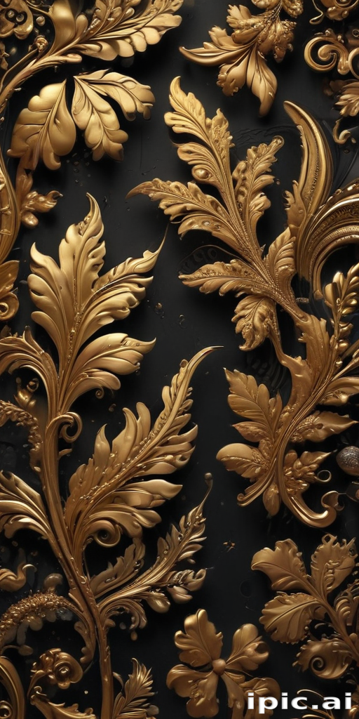 Intricate Gold Leaf Patterns on a Dark Background Showcasing Artistic ...