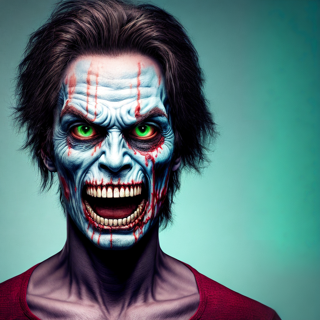 A SCARY ZOMBIE HEAD OUTLINE LOOKING ANGRY