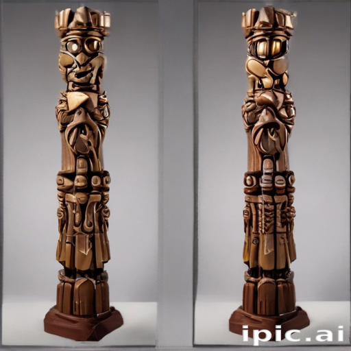 Intricately Carved Wooden Totem Featuring Unique Designs and Symbols