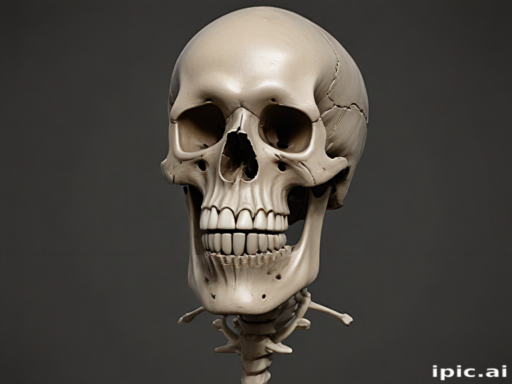 Realistic Model of a Human Skull Showcasing Detailed Anatomical Features.