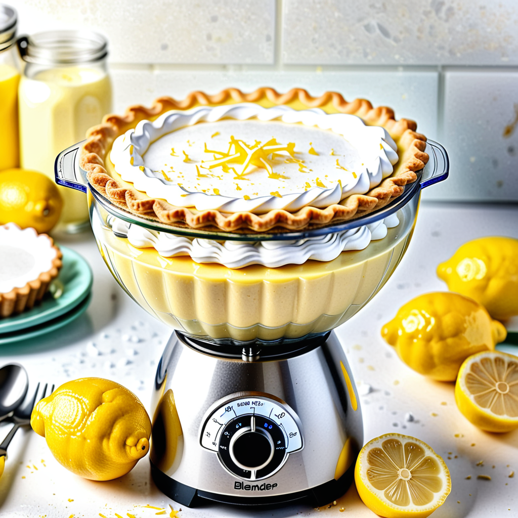 Delicious Lemon Meringue Pie with Fresh Lemons on a Kitchen Counter