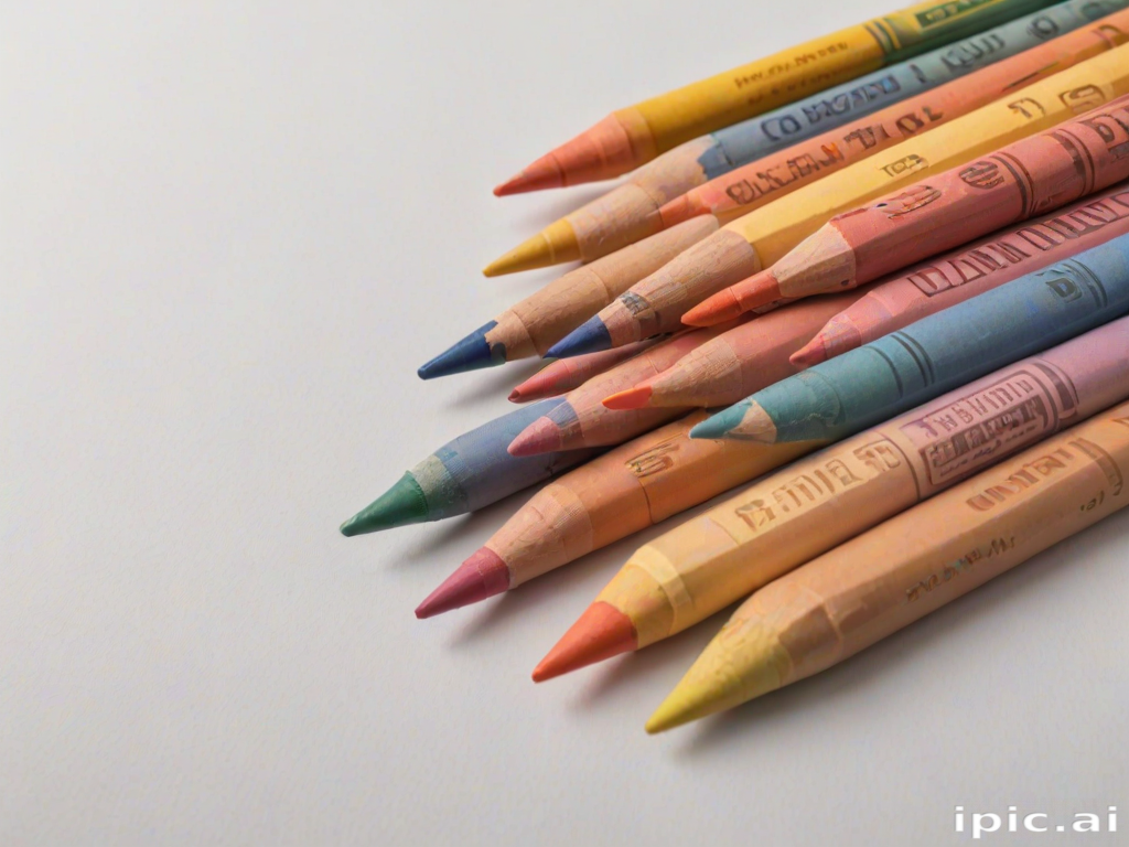Colorful Crayons Arranged Neatly on a Plain White Background