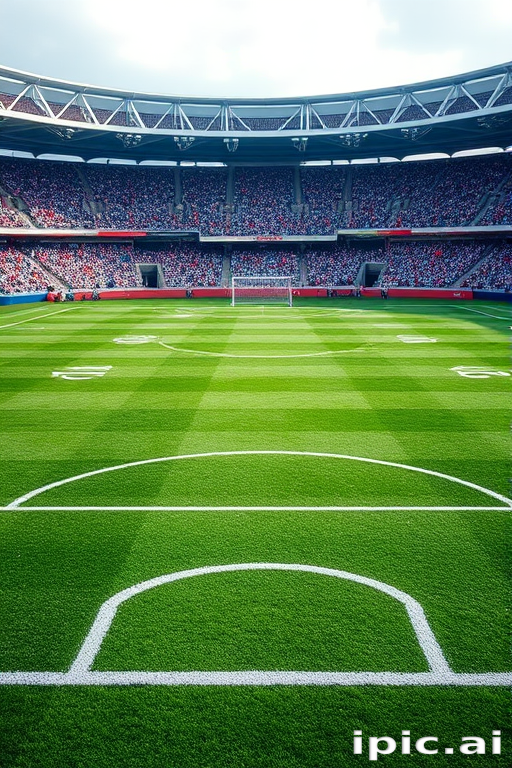 Exciting View of a Packed Soccer Stadium with Lush Green Field