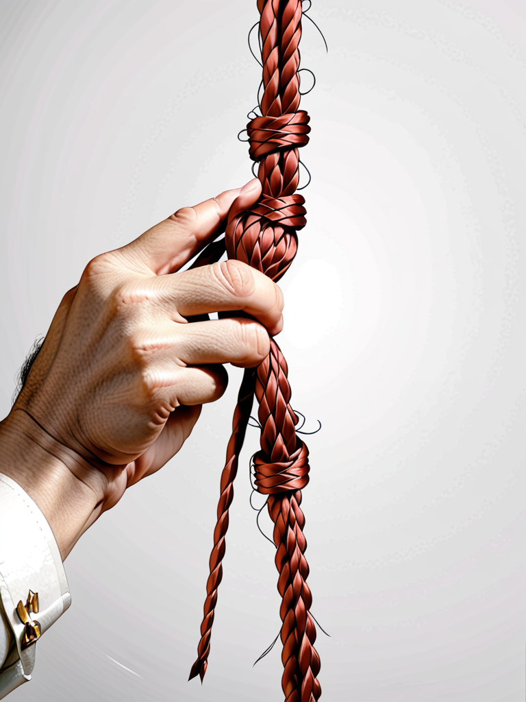 Artistic Hand Holding Intricately Braided Ropes with Elegant Knots and ...