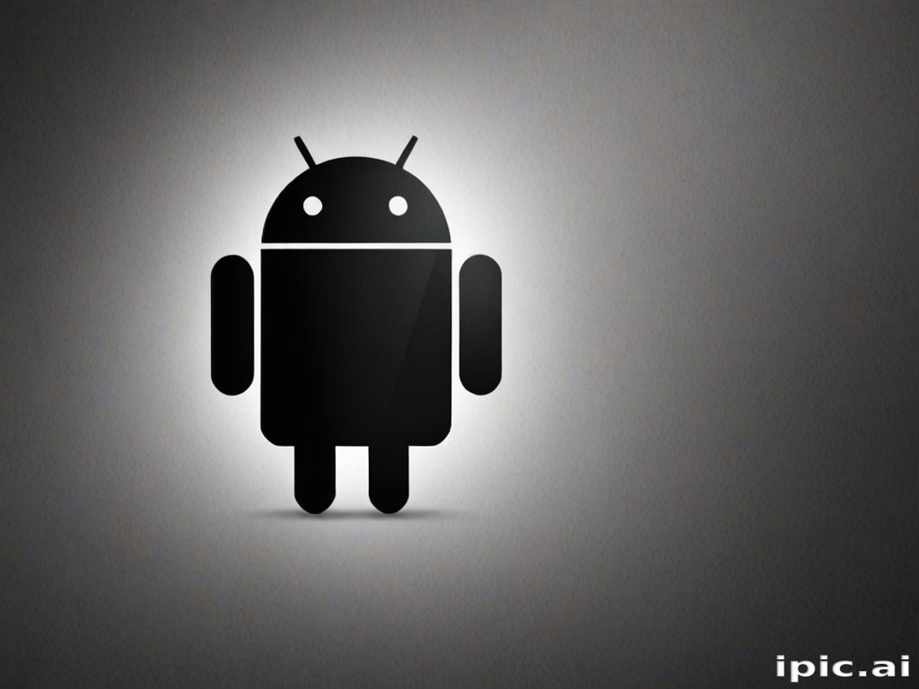 Minimalist Black Android Figure Against a Subtle Gray Background Design