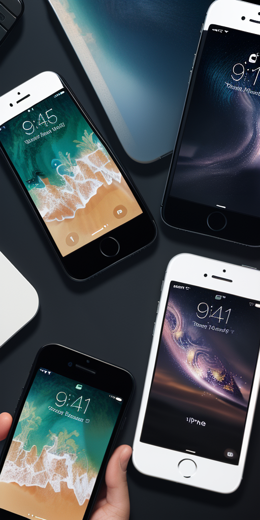 Stylish Collection of iPhones Displaying Unique Lock Screens on Modern ...