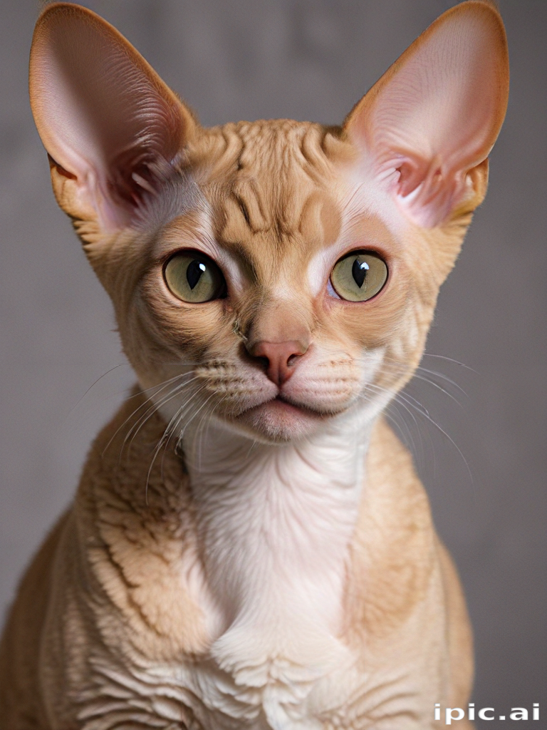 Charming Portrait of a Playful Cornish Rex Cat with Unique Features