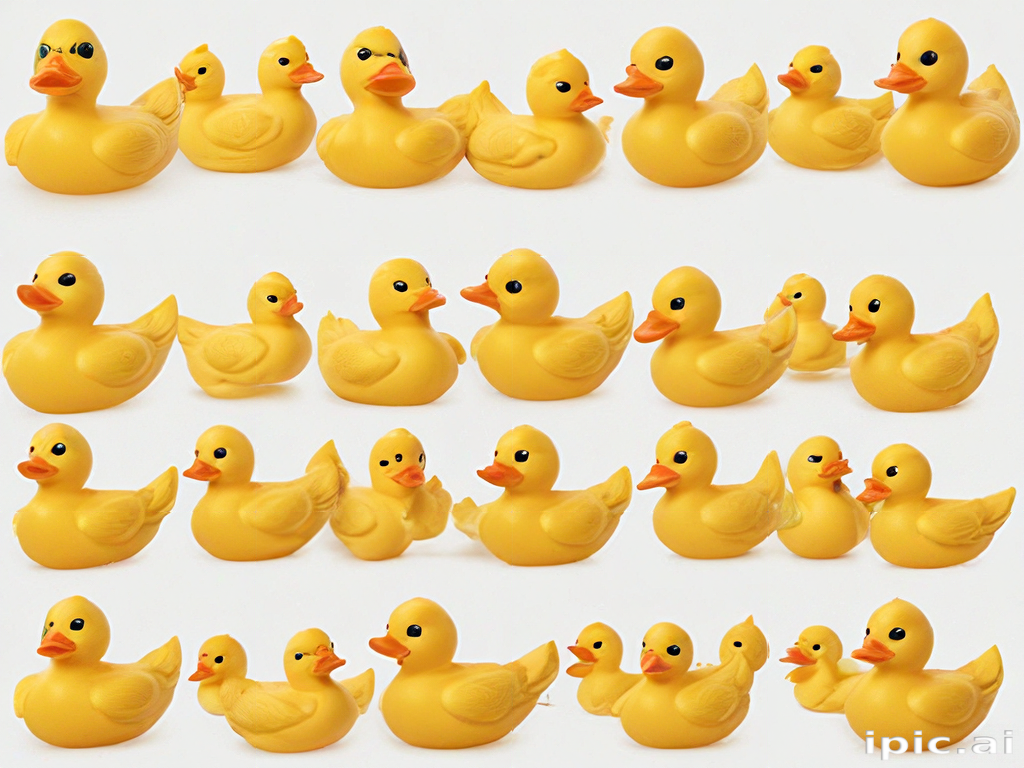 A Cheerful Collection of Yellow Rubber Ducks in Various Poses and ...