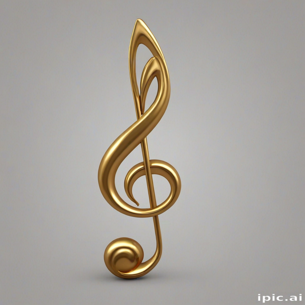 Elegant Golden Treble Clef Symbol Representing the Beauty of Music