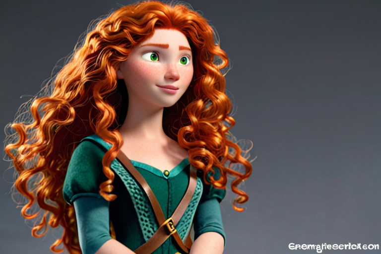 Generate a detailed and colorful image of full Merida from Brave in ...