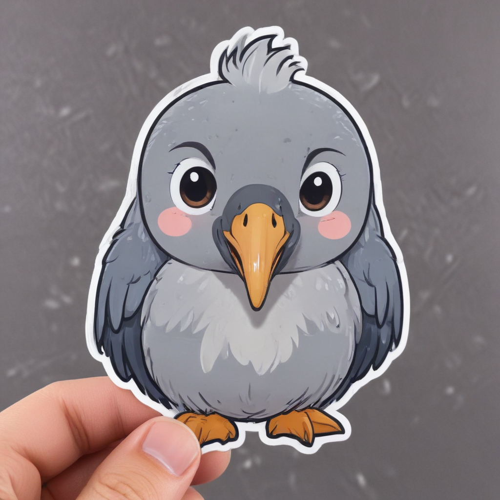 a kawaii chibi anime sticker style of a shoebill stork