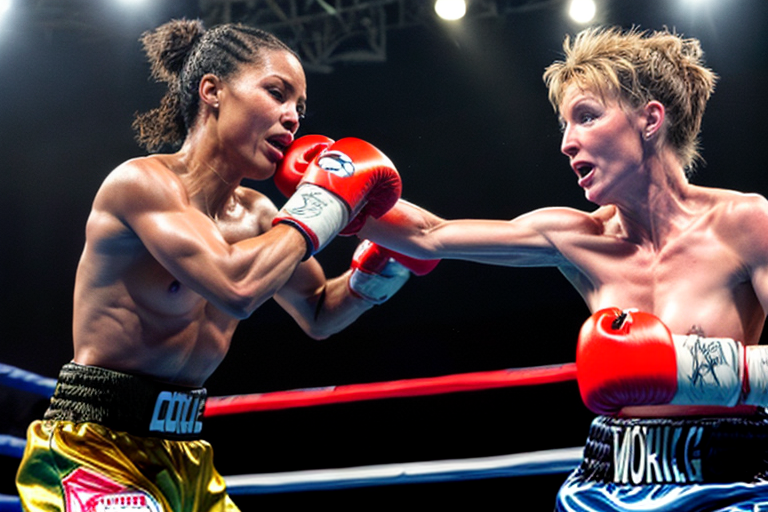 carol vorderman knocking out michelle mone in a boxing match