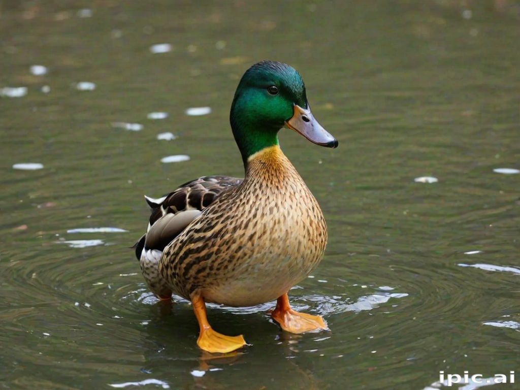Graceful Duck Wading Through Calm Waters in a Serene Natural Setting