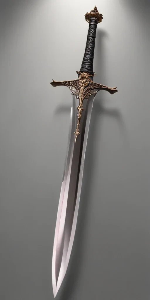 A Majestic Sword with Intricate Design and Gleaming Blade for Warriors