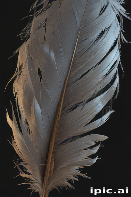A Magnificent Close-Up of a Delicate and Elegant Feather Against Black ...