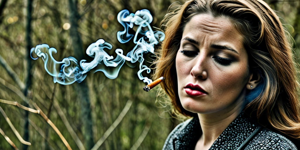 Sad woman smoking