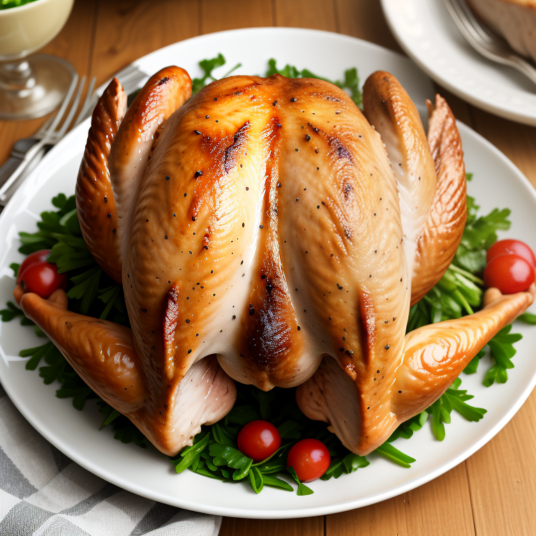 A Deliciously Roasted Chicken Centerpiece on a Festive Dining Table ...