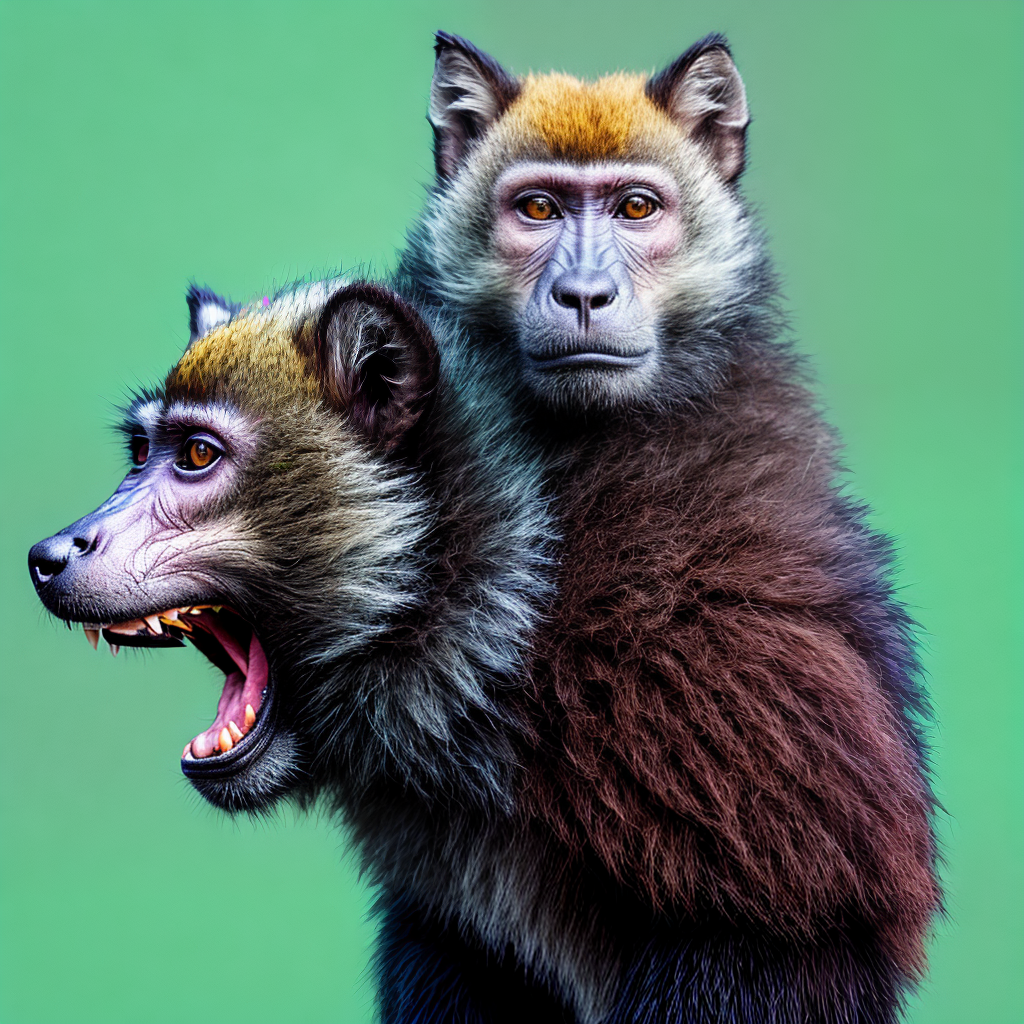 image of a half monkey half wolf with futuristic style