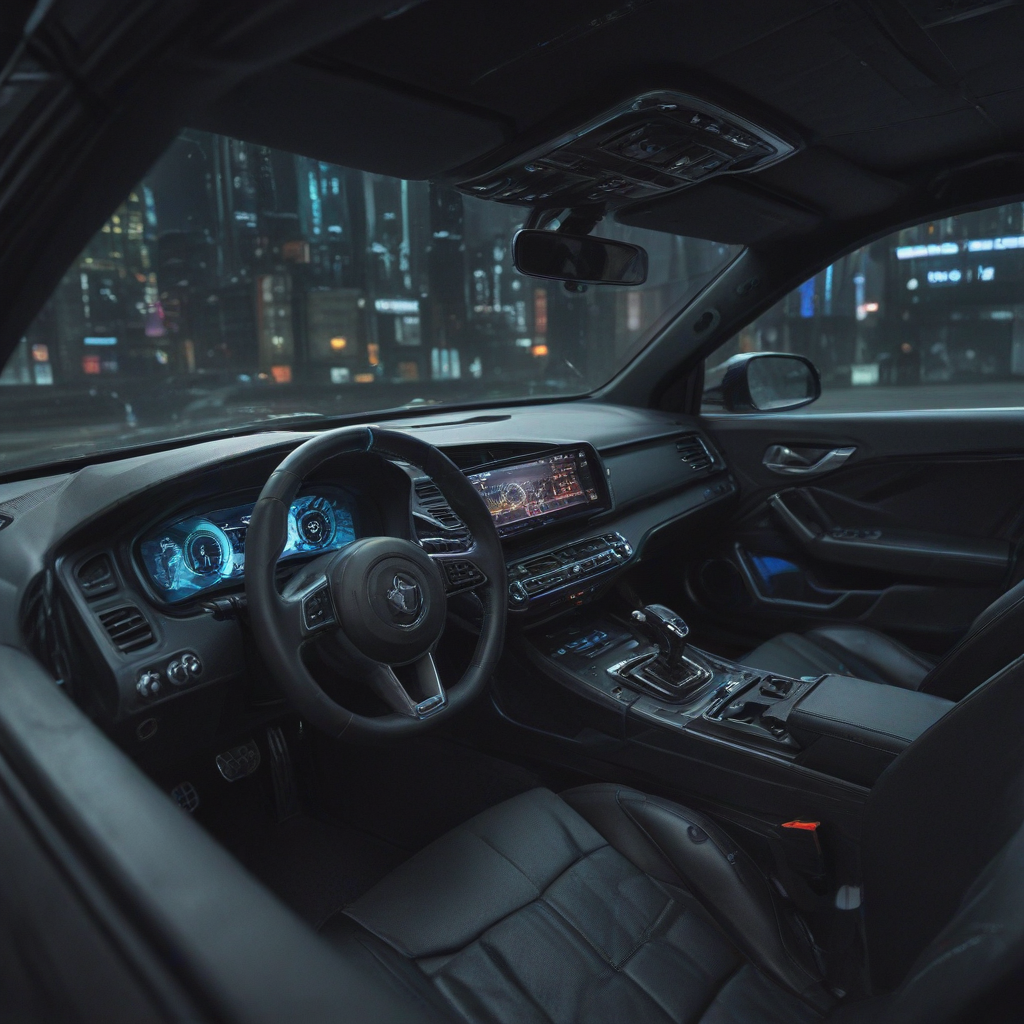 Car interior, cyberpunk