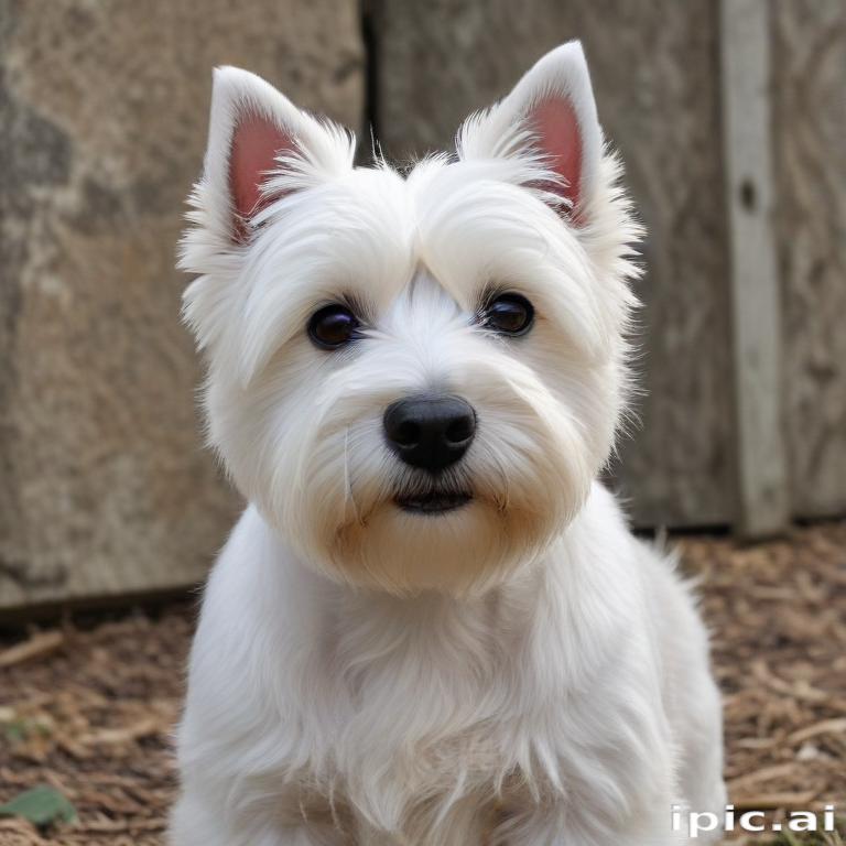 A Charming White Dog with Fluffy Fur and Bright, Expressive Eyes.