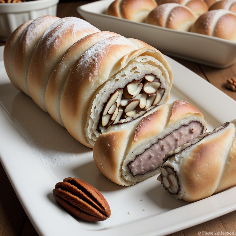 Deliciously Layered Pastry Filled with Nutty Cream and Chocolate Delight.