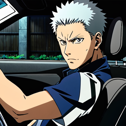 Yuji itadori jujutsu kaisen anime in car
