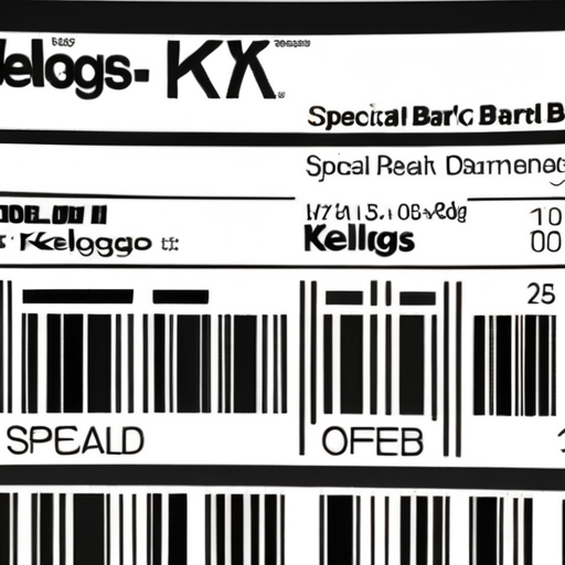 Kellogg's Special Bar Code Label Featuring Kelloggo and Product Information