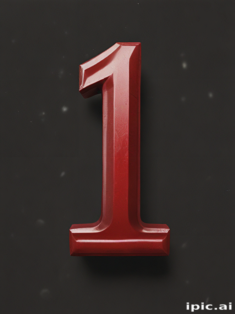 Bold and Glossy Red Number One Against a Dark Background