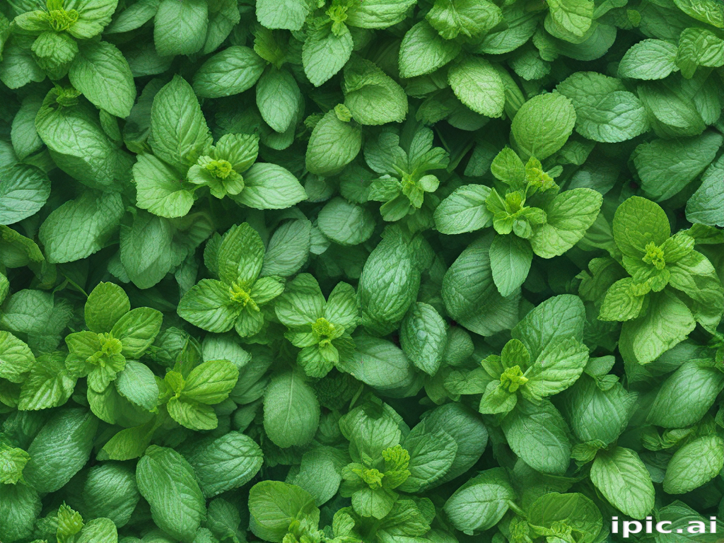 A Lush Green Carpet of Fresh Mint Leaves in Natural Abundance.