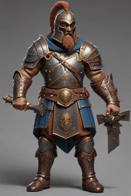 long-bearded fantasy dwarf gladiator in hoplite armor with ornate ...