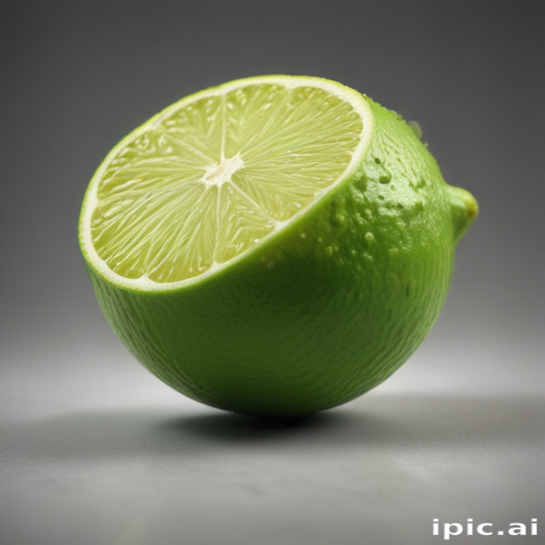 A Freshly Cut Lime Showcasing Its Juicy Interior and Vibrant Color.