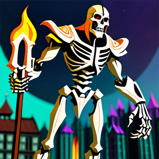 A giant founding titan, made with only bones, standing before a ...