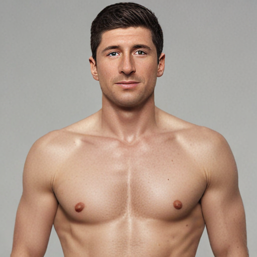Realistic nine-month male pregnant Robert Lewandowski with a big ...