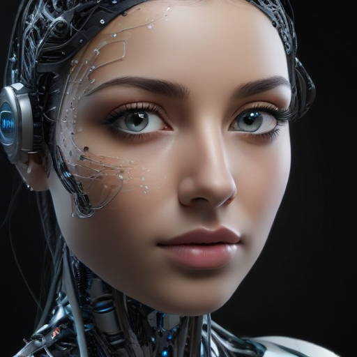 Futuristic Portrait of a Female Robot with Human-Like Features and ...