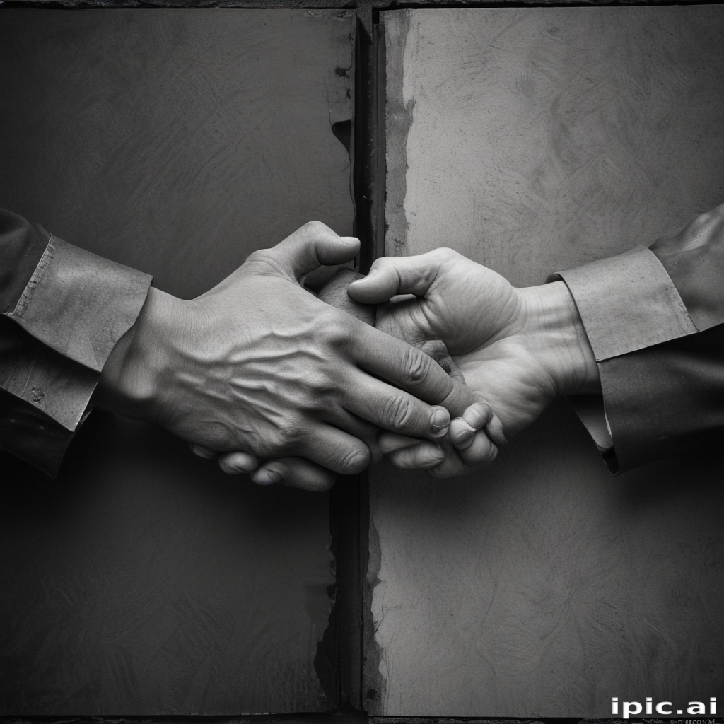 Two Hands Coming Together in Unity Against a Dark Background