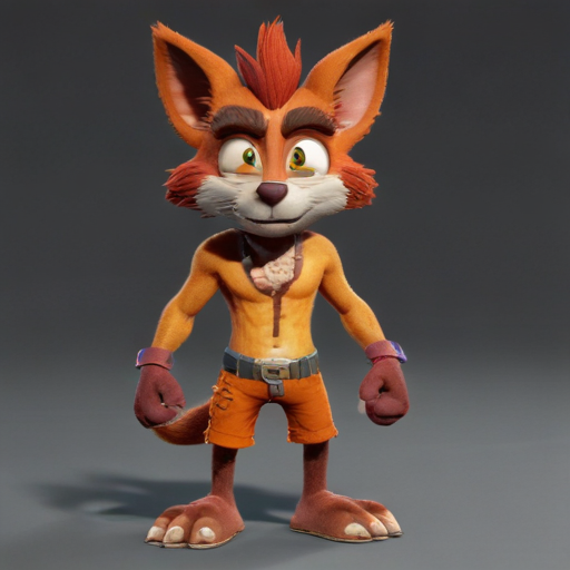 Crash bandicoot in full body with a cat face