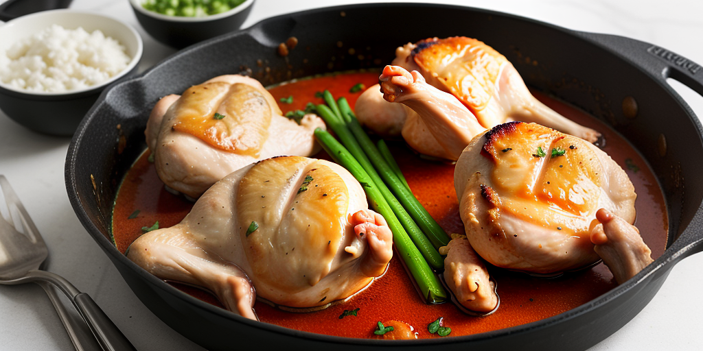 Deliciously Roasted Chicken Breasts in Savory Sauce with Fresh Green Onions