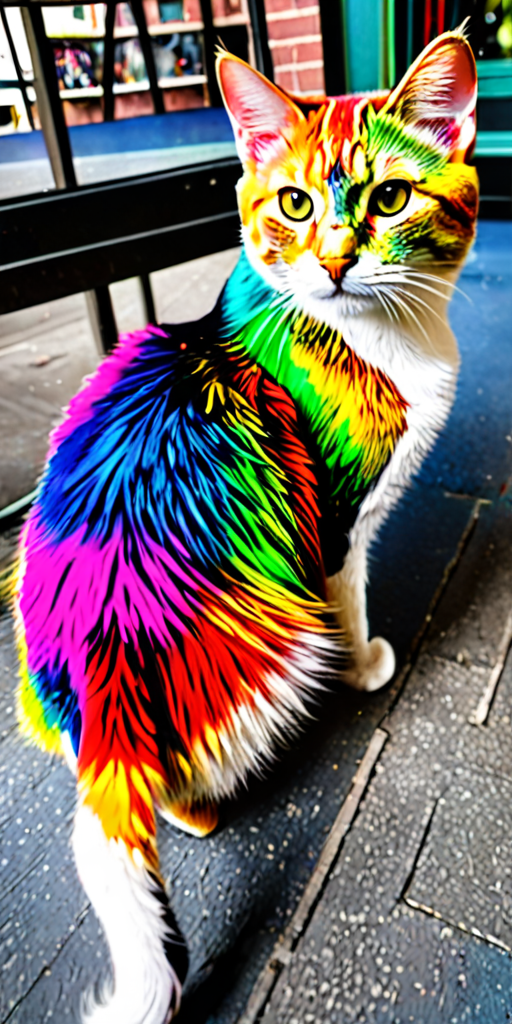 cat with rainbow fur