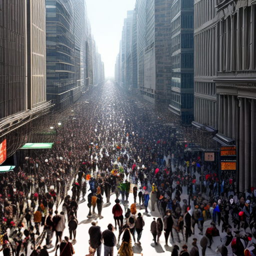 A picture of a street crowded with people